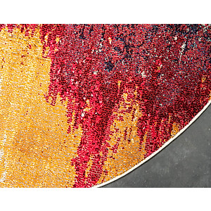 Unique Loom Estrella Collection Abstract, Rustic, Modern, Gradient, Distressed Area Rug, 6' 1" x 6' 1", Pink/Navy Blue