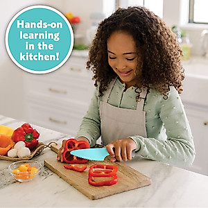 Playful Chef: Safety Knife Set for Kids – 3 Knives Plastic Blades with Serrated Edges – Safe for Little Hands, Ages 5 & up - Dishwasher Safe