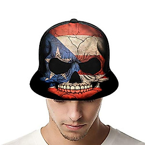 Dreamfy Unisex Baseball Cap Puerto Rican Flag Skull Puerto Rico Flags 3D Printed Adjustable Caps Hip Hop Snapback Brim Hats