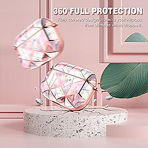 Hasaky Case for AirPods Pro Case Cover, Girls/Woman/Men/Boys Portable (with Keychain) Cute Rose Gold Marble Series Hard Shockproof Anti-Scratch Protective Case for Apple AirPods Pro -Pink Marble.