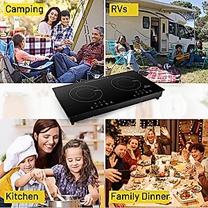 Duxtop 1800W Portable Induction Cooktop 2 Burner, Built-In Countertop Burners with Adjustable Temperature Control, Sensor Touch Induction Burner with Timer and Safety Lock, Easy to Clean, 8620BI/BTK35