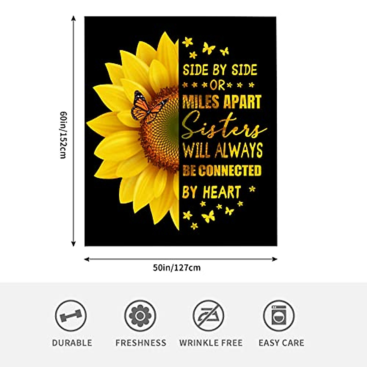 YOYICU Sister Gifts Blanket,Sisters Gifts from Sister,Sister Birthday Gifts from Sister,Gifts for Sisters from Sisters Graduation Mothers Day Sunflower Throw Blanket 50”x60”