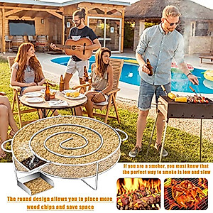 2 Pieces Cold Smoking Generator 7.87 Inch Pellet Smoker Tray Round Stainless Steel Cold Smoker Tube for BBQ Bacon Fish Salmon Meat Pork Cheese Meat, Hot or Cold Smoking on Grill and Smoker