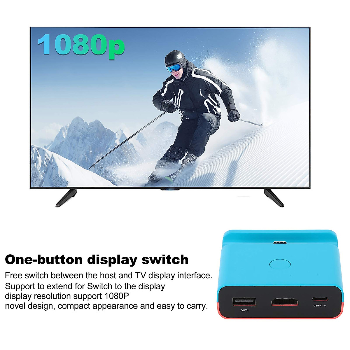 Mxzzand Type-C Charging Dock Stand HDMI Video Converter XDL-NS06 for Switch/Lite(Blue red)