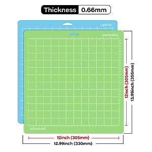 Gwybkq Cutting Mat for Cricut Maker 3/Maker/Explore 3/Air 2/Air/One 4 Pack 12x12 Standard/Light Cut Replacement Accessories Green/Blue Card Adhesive Sticky Mats