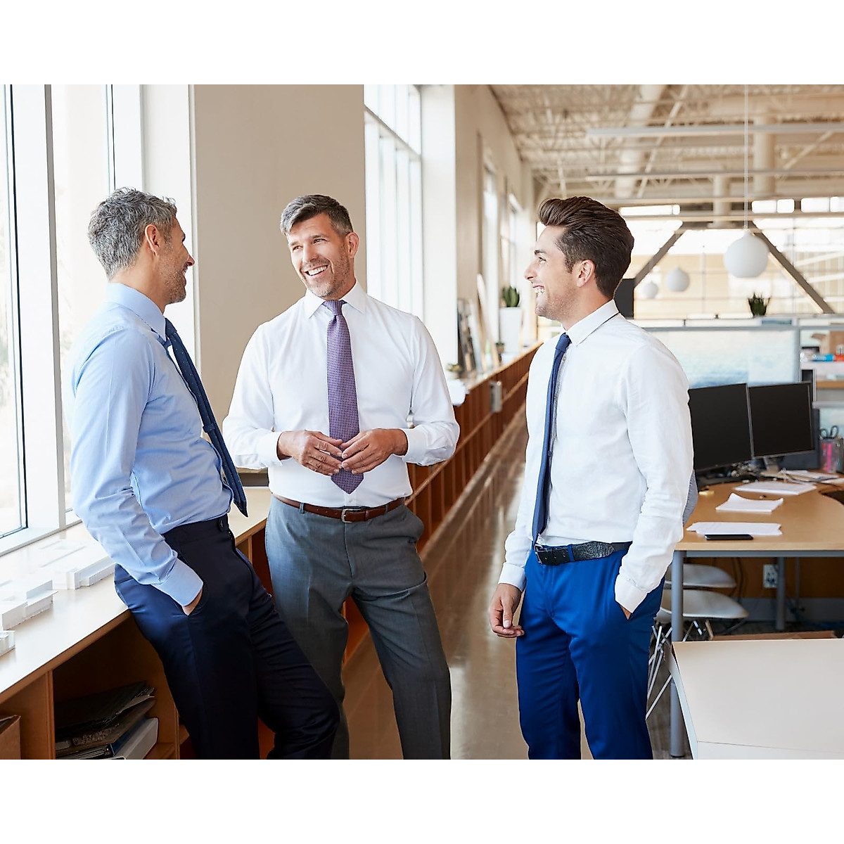 Retreez Elegant Plaid Check Woven Microfiber Men's Tie - Navy Blue and Khaki