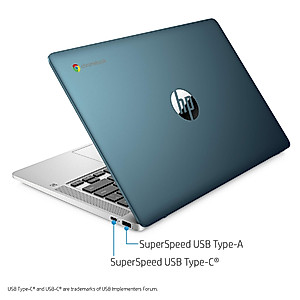HP Chromebook 14-inch HD Laptop, Intel Celeron N4000, 4 GB RAM, 32 GB eMMC, Chrome (14a-na0070nr, Forest Teal)