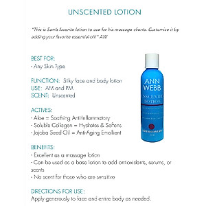Ann Webb Unscented Lotion for Dry Skin- Fragrance Free, Hypoallergenic, Organic, All-Natural, Non-Greasy Lotion for Sensitive, Dry Skin - Face & Body Lotion - Formerly Skin Lotion 16oz