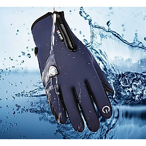 IPENNY Waterproof Windproof Mens Ski Gloves Winter Warm Touchscreen Snow Gloves Anti-Slip Full Finger Skiing Mittens Cold Weather Mitt for Snowmobile Snowboarding Working