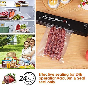 Vacuum Sealer Machine with Starter Kit, 75kpa Powerful but Compact Vacuum Sealer Machine | Led Indicator Lights|Easy to Clean|Two Food Modes| for Sous Vide and Food Storage