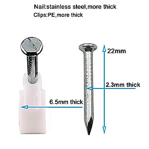 HS Wire Clips (200 Pack) Circle Nail Clips Fixing Wire Purpose Cat6 RG6 Cable,1/4 in(7mm)-White