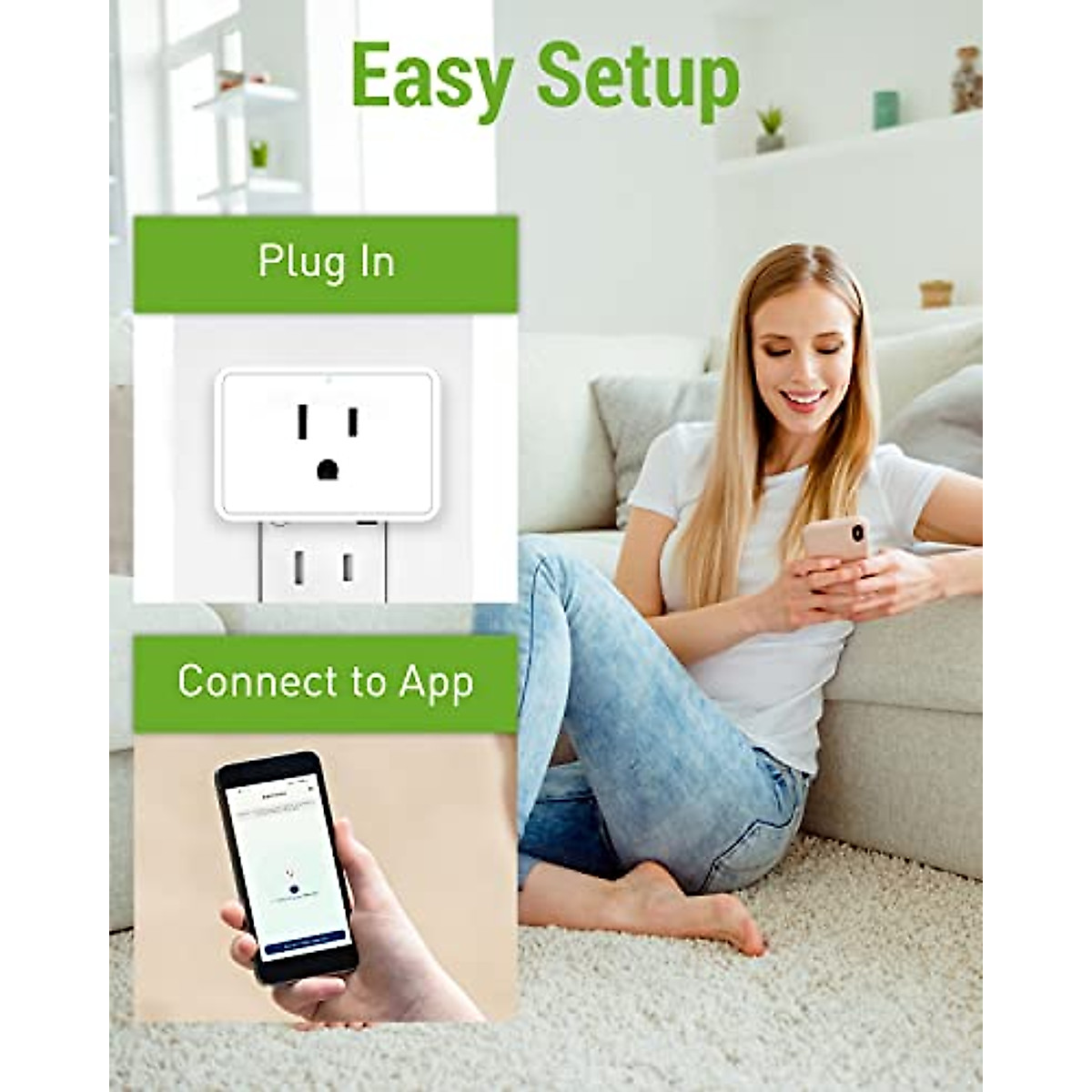 Aubess Smart Plugs with Energy Monitoring, 15Amp Smart Plugs That Compatible with Alexa & Google Assistant, Smart Home Wi-Fi Outlet with 7 Days Programmable Timer
