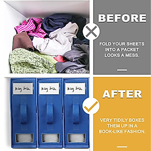 4 Pack Foldable Bed Sheets Organizers and Storage Twin/Full/Queen/King Linen Fabric Closet Organizers with Window, Folding Bedding Storage Box for Bedsheets Clothes