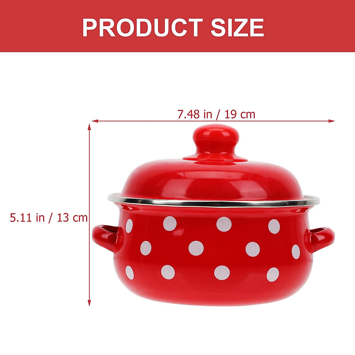 Hemoton Stew Pot Kitchen Stockpot Enamel Cooking Pot Thickened Stock Pot Vintage Style Enamel Stock Pot with Red Enamelware Large Serving Pot Soup Basins