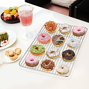 P&P CHEF Cooling Rack Set for Baking Cooking Roasting Oven Use, 4-Piece Stainless Steel Grill Racks, Fit Various Size Cookie Sheets - Oven & Dishwasher Safe