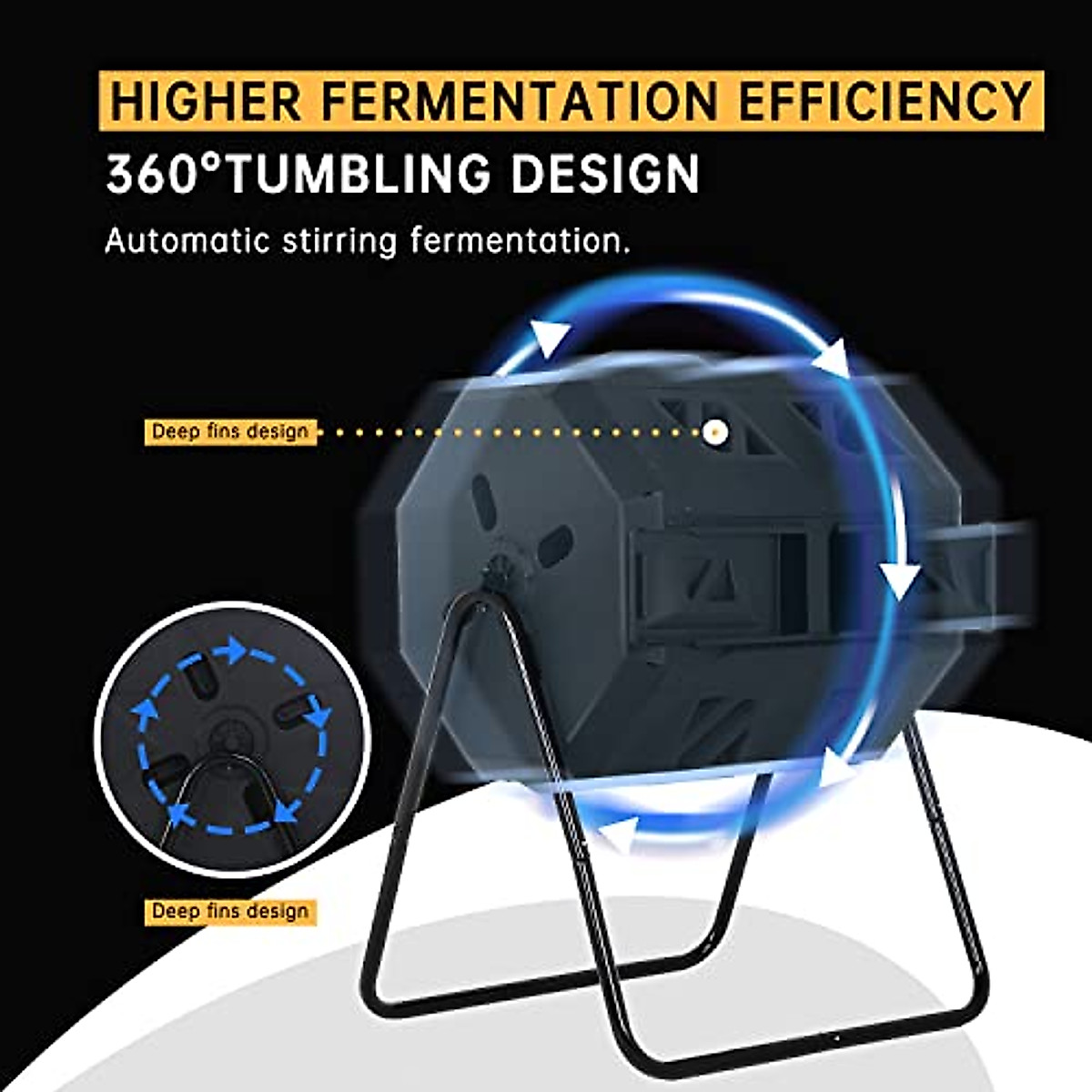 Compost Bin Outdoor Tumbler Compost Dual Chamber 43 Gallon Capacity BPA Free Rotating Batch Composting Tumbler with Sliding Doors All Season Composter for Garden Yard Black