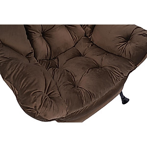 YOPTO Single Steel Frame Leisure Sofa-Chair with Armrests and A Side Pocket,Modern Cotton Fabric Lazy-Chair,Accent Contemporary Lounge Chair for Living Room Bedroom,Brown