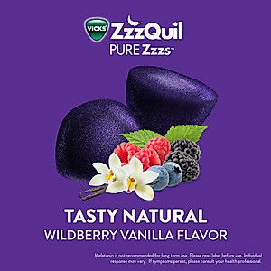 ZzzQuil PURE Zzzs Melatonin Gummies, Sleep Aid, Melatonin 2mg, with Chamomile & Lavender, Melatonin Sleep Gummies, Sleep Aids for Adults, Wildberry Vanilla Flavored, 24 Sleep Gummies