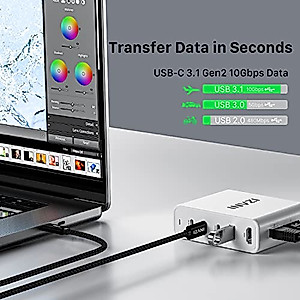 INVZI USB C to USB C Cable 100W 6.6ft, USB 3.1 Gen 2 Type C Cable 10Gbps Data Transfer for 4K@60Hz Video Output, PD 5A Fast Charging Nylon Braided Cord for MacBook Pro, iPad Pro, Switch, Oculus, XPS