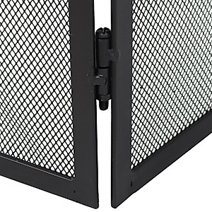 Sunnydaze Elegant Scrolling Design Steel 3-Panel Fireplace Screen with Black Powder-Coated Finish