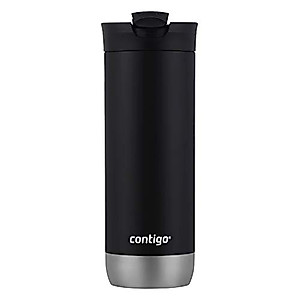Contigo Huron Vacuum-Insulated Stainless Steel Travel Mug with Leak-Proof Lid, Keeps Drinks Hot or Cold for Hours, Fits Most Cup Holders and Brewers, 16oz Licorice