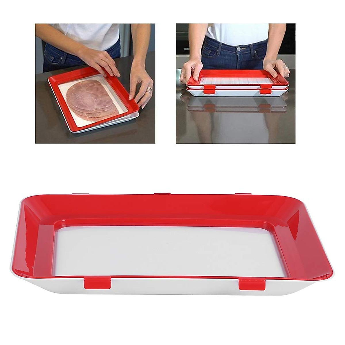 Zerodis Food Preservation Trays Reusable Food Preservation Tray Vacuum Seal Stackable Food Storage Container Kitchen Tools