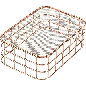 Metal Storage Baskets, Copper Wire Basket Organizer (Rose Gold, 2 Piece Set)