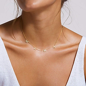 FERIER 18K Gold Plated Mom Necklace Mother's Day Letter Necklace for Women Dainty Necklace Mothers Necklace Gifts for Mom (Gold)