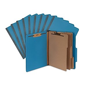 Blue Summit Supplies Dark Blue Classification Folders, 3 Dividers, Letter Size with 2 Inch Tyvek Expansions, Use for Organizing Medical Records & Client Files, Great as Lease Folders, 10 Pack