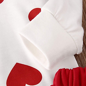 GOOCHEER Valentine's Day Toddler Girl Outfit Heart Long Sleeve Top Skirt 2pcs Kids Toddler Girl Valentine's Day Clothes Set (Red Heart, 4-5T)