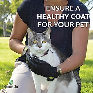 H HANDSON Pet Grooming Gloves - Patented #1 Ranked, Award Winning Shedding, Bathing, & Hair Remover Gloves - Gentle Brush for Cats, Dogs, and Horses (Grey, Small)