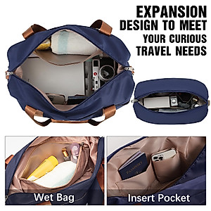 LONG VACATION Luggage Sets 20 IN Carry on Suitcase ABS Handshell Luggage 3 Piece Set with TSA Lock Spinner Wheels (NAVY, 20-Inch)