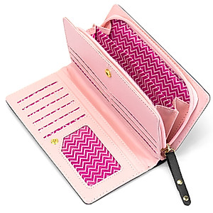 Valentoria® Birthday Gifts for Women's Mini Faux Leather Bifold 3 Cat Design Clutch Wallet (Long Black)