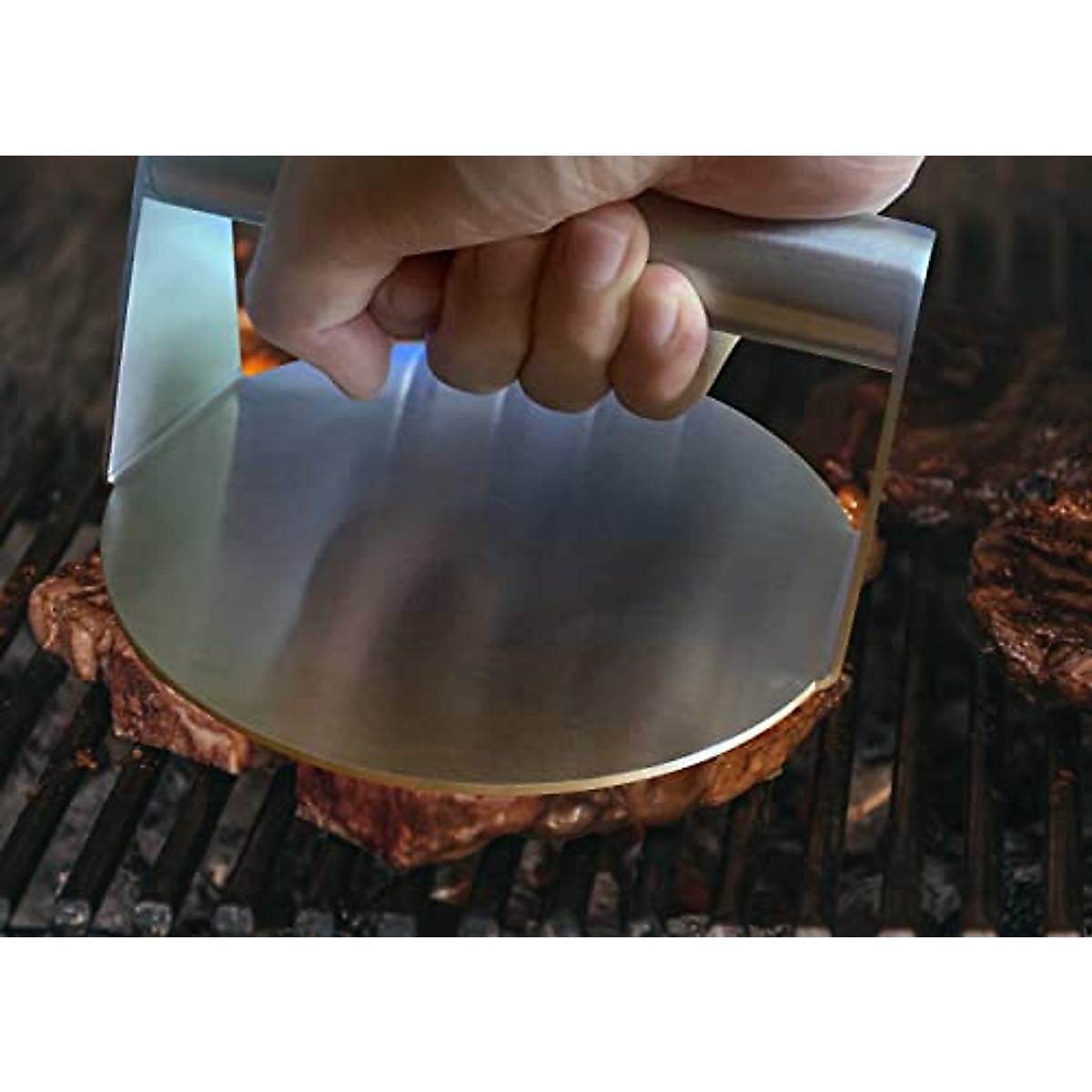 NA Burger Press, Stainless Steel Hamburger Press 5.5 inch Round Burger Smasher Grill Press, Professional Griddle Accessories Kit for Flat Top Grill, Hamburger Patty Maker and Squeeze Grease