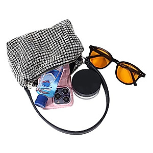 Rhinestone Purses for Women Sparkly Diamond Silver Clutch Evening Handbag Bling Crossbody Bags Glitter Party Club Purses Mini Top Handle Handbags