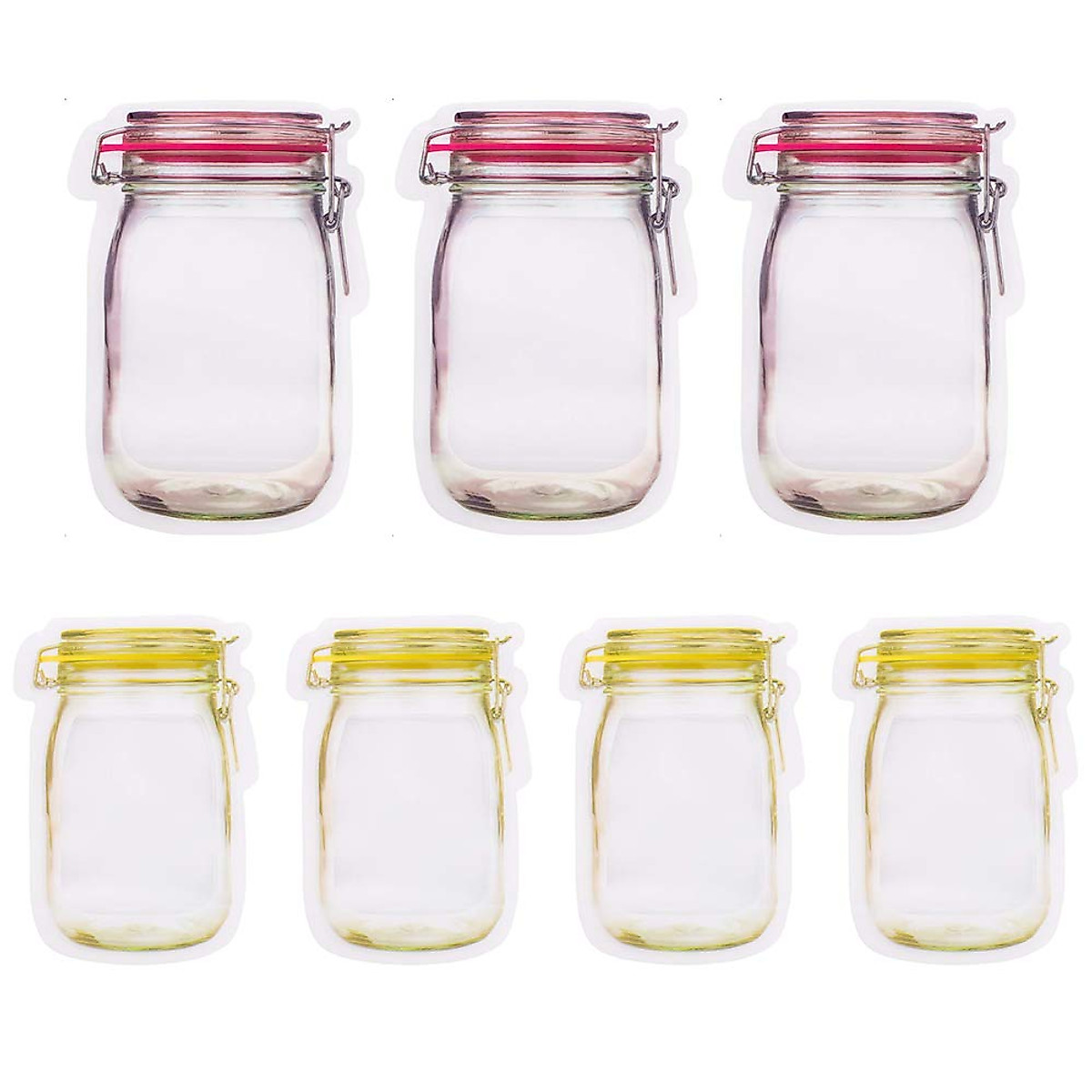 20 Pack Reusable Mason Jar Bottles Bags Cookie Jar Purse Food Storage Zip Lock Bags Kitchen Organizer Snacks, Bread, Cookies, Fresh Food Saver for Household Travel Camping, 10 Large & 10 Medium