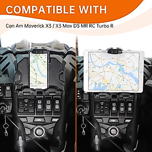 CUSAUTV X3 Electronic Device Tablet Phone Holder GPS Mount Compatible with 2017-2024 Can Am Maverick X3 / X3 Max DS MR RC Turbo R Accessories with Storage Box Organizer Tray,Replace for #715002874