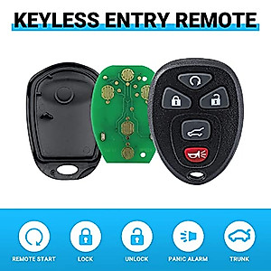 Car Keyless Entry Remote Control Car Key Fob Replacement Fits for Chevy Suburban Tahoe Traverse, Cadillac Escalade SRX,GMC Acadia Yukon, Buick Enclave, OUC60270, OUC60221 (5 Button 2pcs)