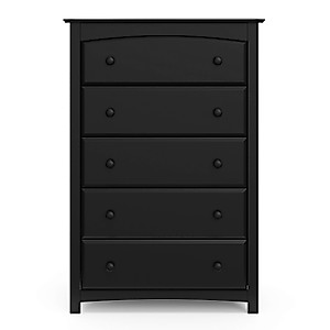Storkcraft Kenton 5 Drawer Dresser (Black) – Dresser for Kids Bedroom, Nursery Dresser Organizer, Chest of Drawers for Bedroom with 5 Drawers, Universal Design for Children’s Bedroom