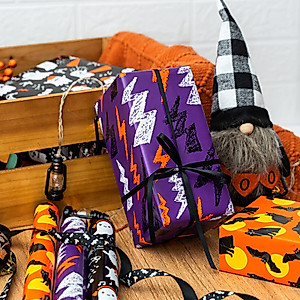MAYPLUSS Wrapping Paper Roll - Mini Roll - 17 inch X 120 inch Per roll - 3 Different Halloween Party Gift Wrap(42.3 sq.ft.ttl)