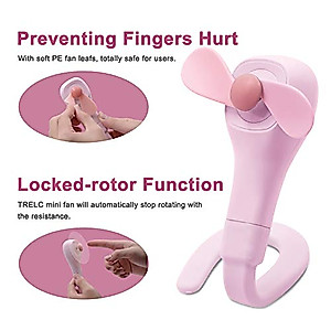 TRELC Mini Handheld Fan, Folding Table Fan Pocket Fan with 360° Rotatable Flexible Stand, Ultra Quiet Rechargeable Portable Fan for Stroller Bike Camping BBQ Gym Office Room Car Traveling (Pink)