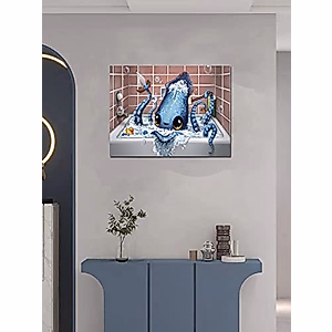 PJOESL Diamond Painting Kits,5D Diamond Art Kits Full Drill Diamond Painting Kits for Adults Kids Beginner,DIY Octopus Bathing Diamond Painting Kits Perfect for Home Wall Decor Gifts 15.7x11.8inch