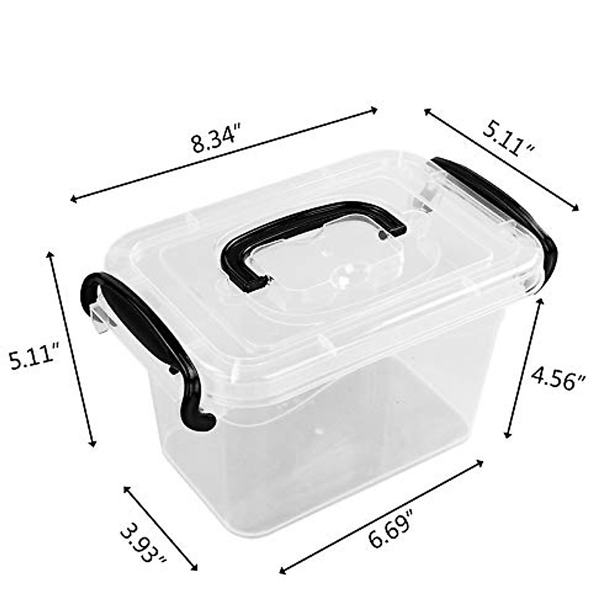 Zerdyne Clear Plastic Bins with Lids, 6 Packs, Mini Plastic Latch Bins, 1.5 Liter