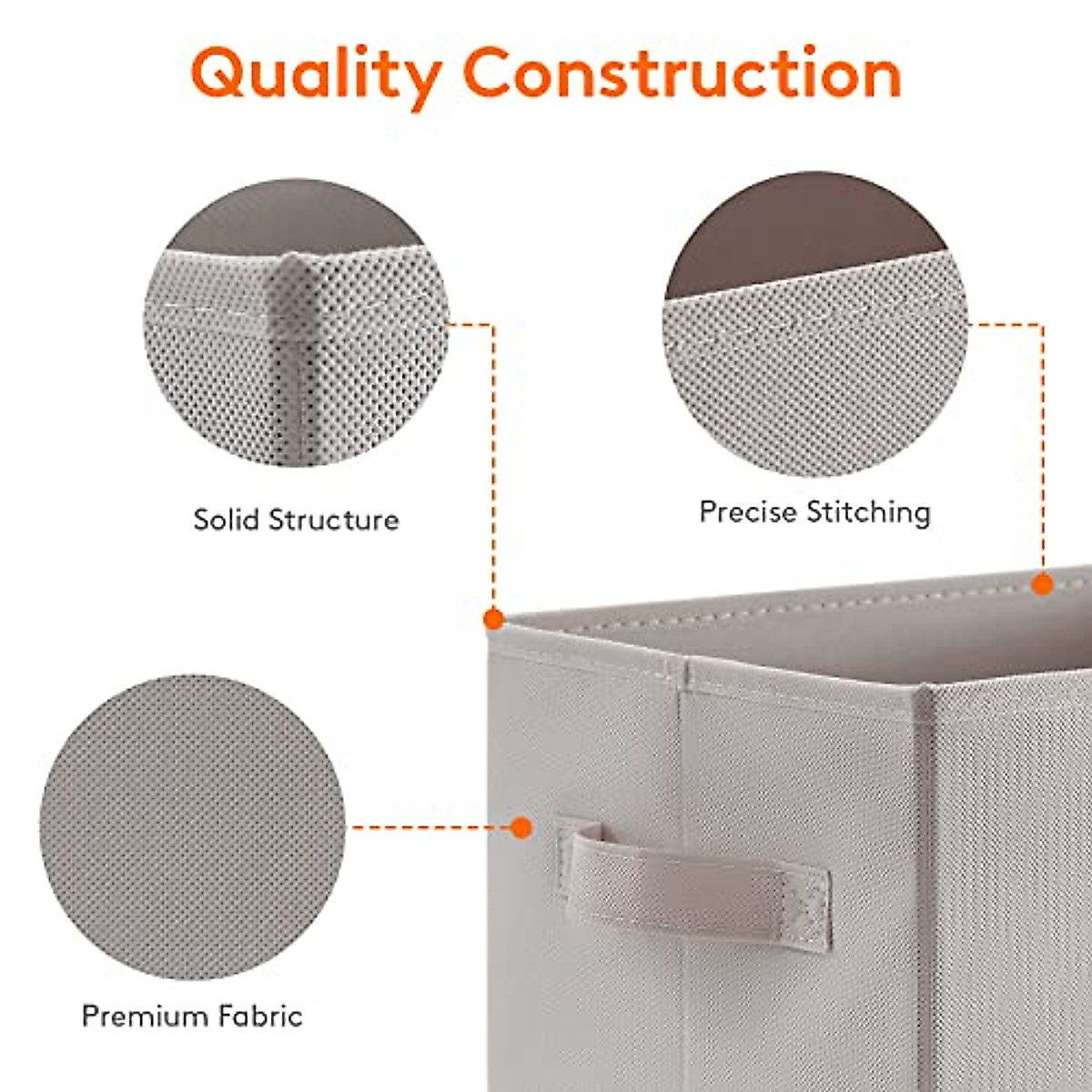 Lifewit 20L Foldable Clothes Storage Bins for Closet Collapsible Sturdy Fabric Storage Basket Cube with 2 Reinforced Dual Handles Fabric Closet Organizers, 3 Packs, Large, Light Grey