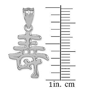925 Sterling Silver Japanese Kanji Charm Longevity Pendant