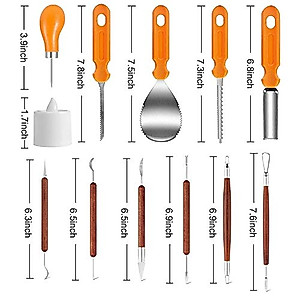Halloween Pumpkin Carving Kit, 11 Pieces Pumpkin Carving Tools Sets with 12 Pumpkin LED Candles Lights, Professional Heavy Duty Stainless Steel Pumpkin Cutting Knife Supplies for Halloween Decoration