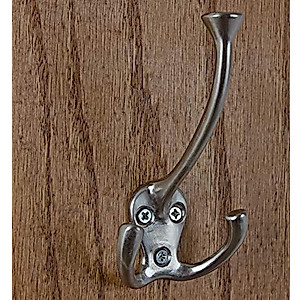 GlideRite Hardware 7011-SN-25 Large 4.5 x 2.5 inch Robe/Coat/Hat Tri-Hooks 25 Pack, Satin Nickel Finish