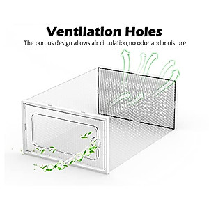 HOMIDEC 12 Pack Shoe Storage Box, Clear Plastic Stackable Sneaker Box, Shoe Organizer for Closet Under Bed Entryway(White)