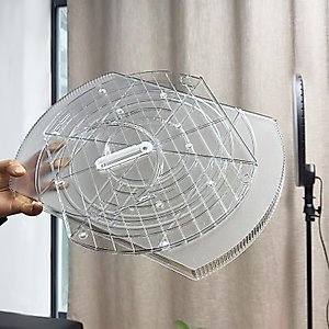 Sousnous Square Lazy Susan Organizer for Refrigerator, Slide and 360° Rotate Rectangle Turntable Organization and Storage for Fridge, 16.53'' Clear Pull Out Rectangular Rotating Tray for Kitchen