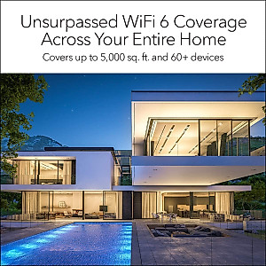 Netgear Orbi Whole Home Tri-band Mesh WiFi 6 System (RBK852) Router with 1 Satellite Extender | Coverage up to 5,000 sq. ft. and 100+ Devices | AX6000 (Up to 6Gbps) (Renewed)